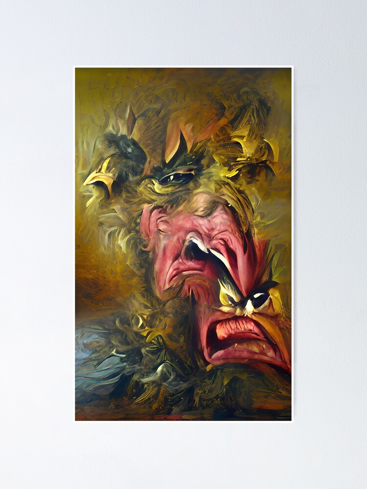 "Baroque style angry contorted screaming face" Poster for Sale by ...