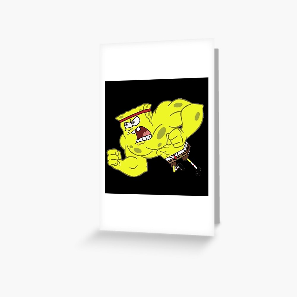 "Strong spongebob buffed angry muscular spongebob" Greeting Card for ...