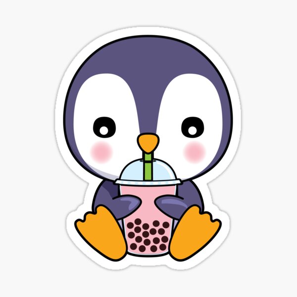 "Cute Penguin Drinking Boba Tea" Sticker by jmbeezee | Redbubble