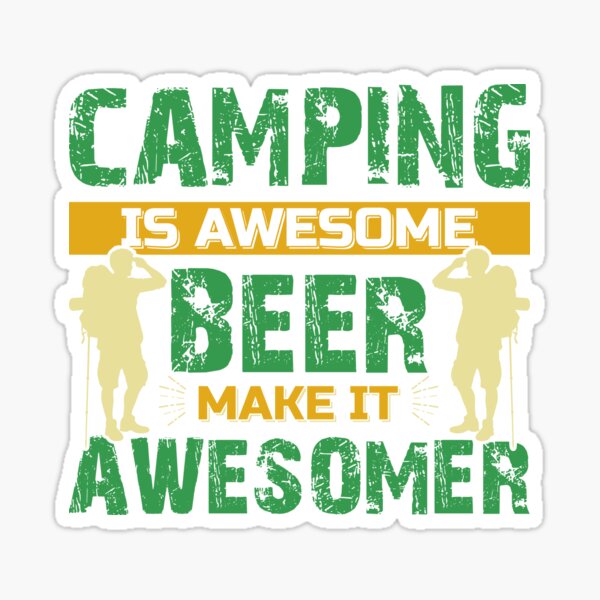 "Camping beer tshirt design" Sticker by frody | Redbubble