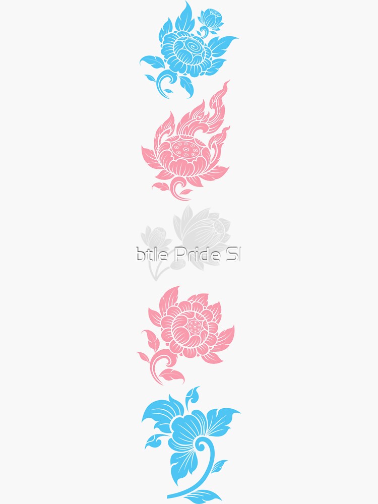 "Asian Flower Art Trans. Transgender Pride" Sticker by ClimbingTees ...