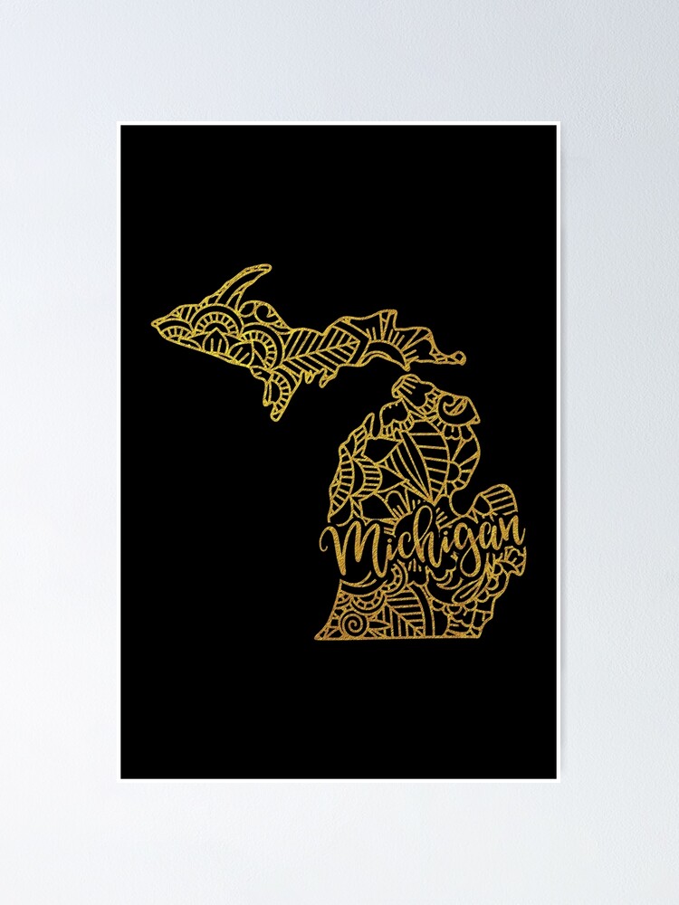 "Michigan Gold Map" Poster for Sale by OutcastBrain | Redbubble