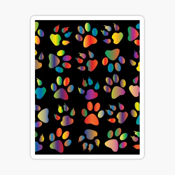 "RAINBOW PUPPY PAWS" Sticker by krazyamerican | Redbubble