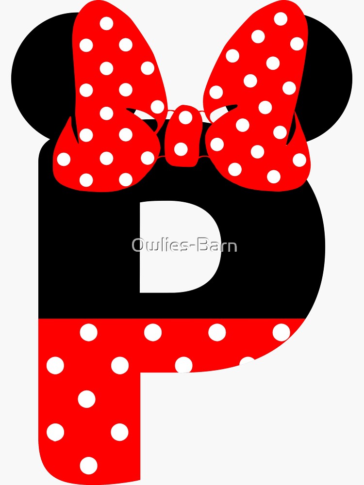 "Minnie Monogram - P" Sticker for Sale by Owlies-Barn | Redbubble