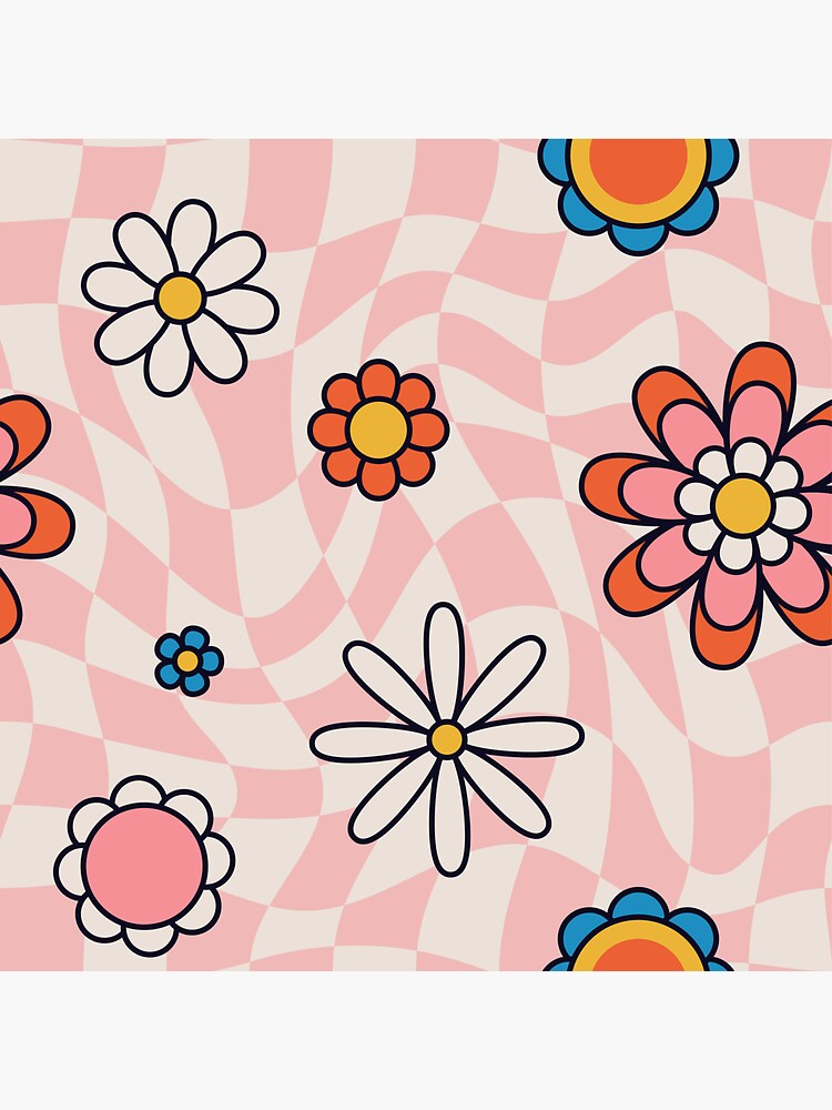 "Psychedelische Blumen-Retro Clipart Groovy 70er 90er Hippie ...