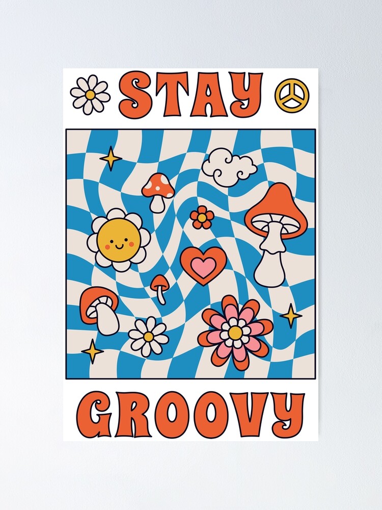 "Stay groovy-Retro Clipart Groovy 70's 90's Hippie Psychedelic Retro ...