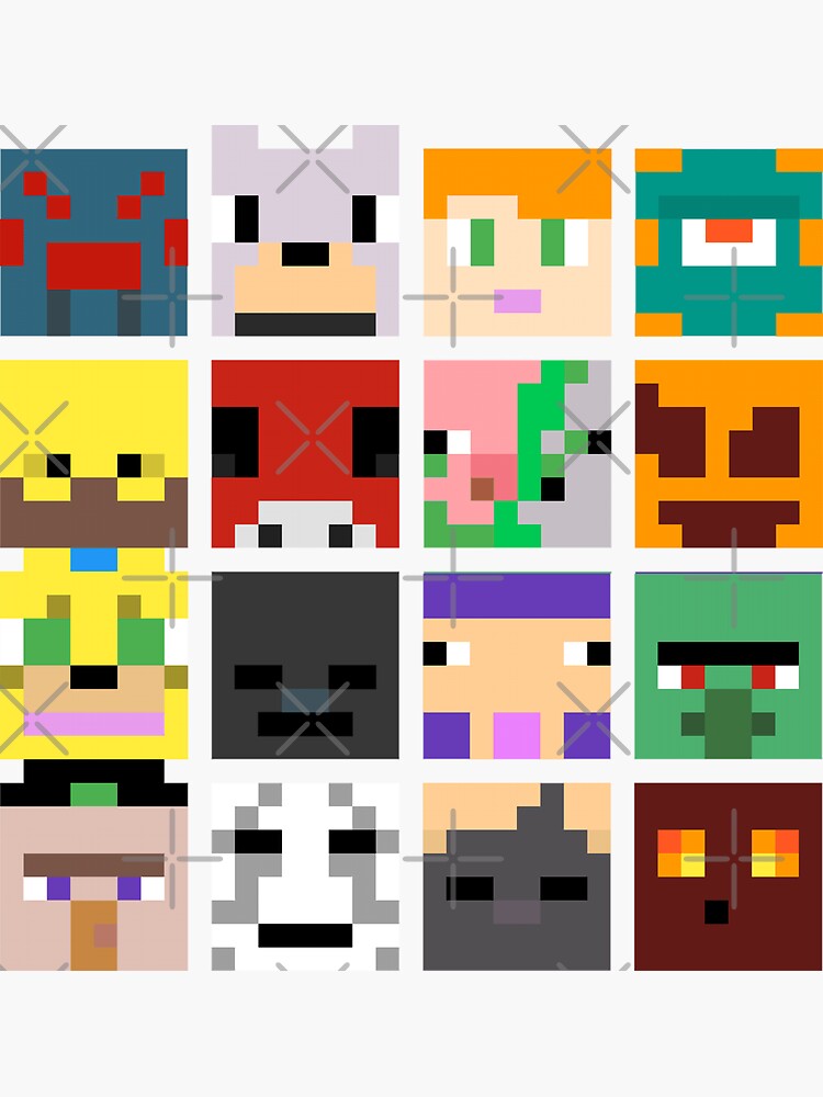 "Minecraft Heads Characters" Sticker by ddkart | Redbubble