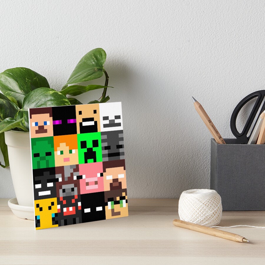 "Minecraft Heads Characters" Art Board Print by ddkart | Redbubble