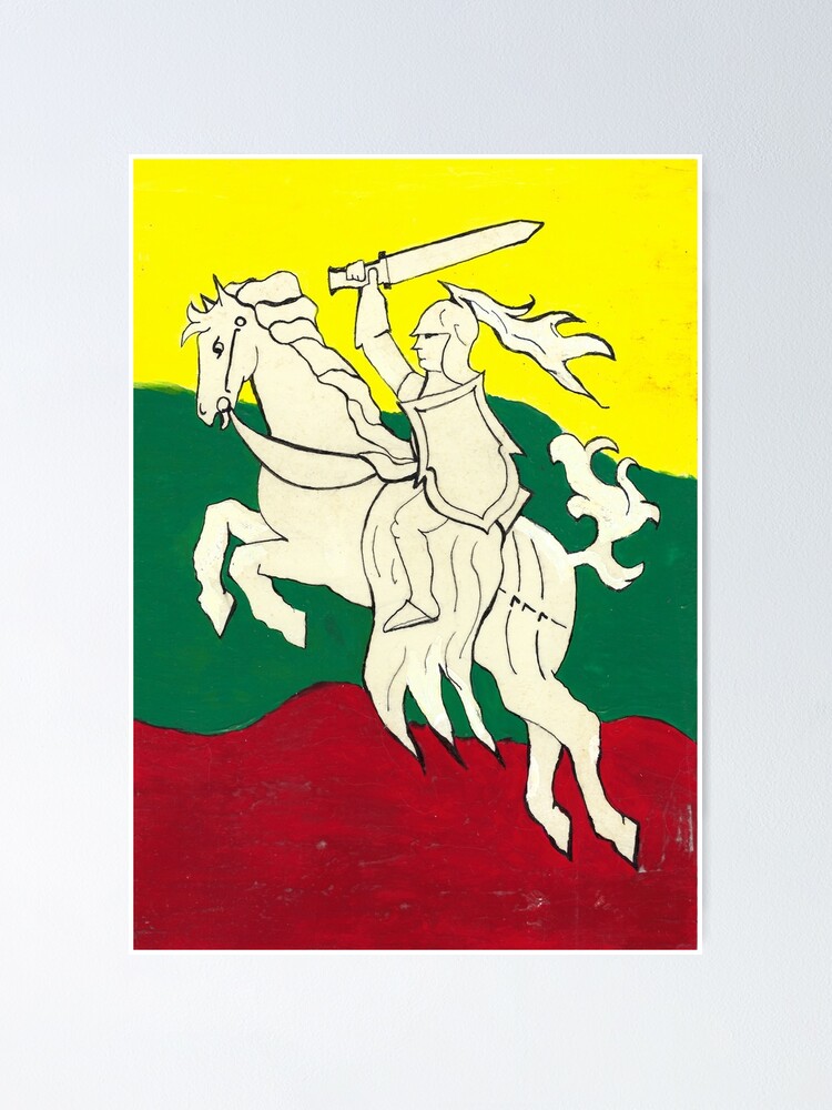 "Lithuania Flag Coat of Arms Vytis by MJH" Poster for Sale by Physica ...