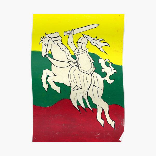 "Lithuania Flag Coat of Arms Vytis by MJH" Poster for Sale by Physica ...