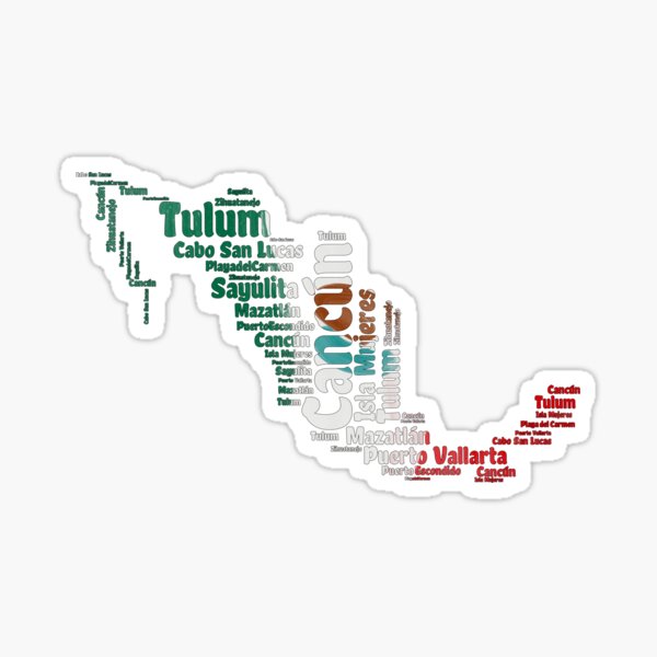 "Mexico Map" Sticker by WordsMaps | Redbubble