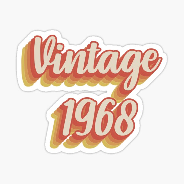 "Vintage 1968" Sticker for Sale by GenXology | Redbubble