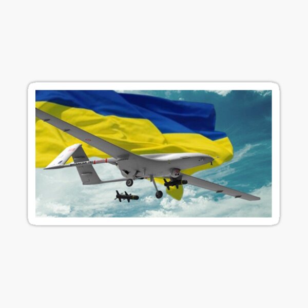 "Ukraine, Bayraktar TB2 1 " Sticker for Sale by DewdropGalaxy | Redbubble