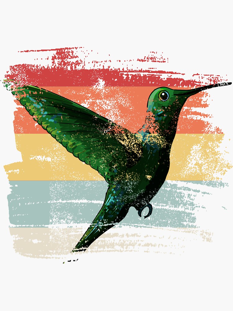 "Retro Bird Hummingbird" Sticker by alwe-designs | Redbubble