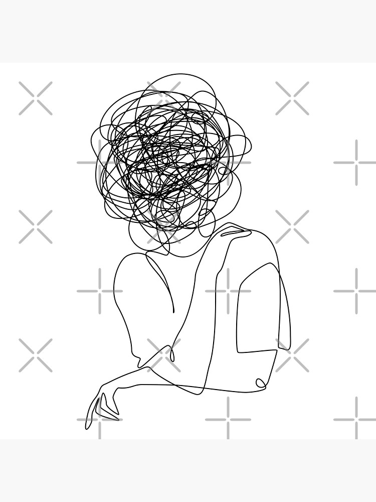 "One Line Sketch | Head Overthinking" Poster by DeepJo | Redbubble