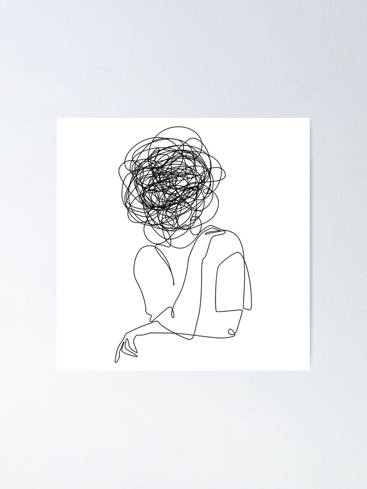 "One Line Sketch | Head Overthinking" Poster by DeepJo | Redbubble