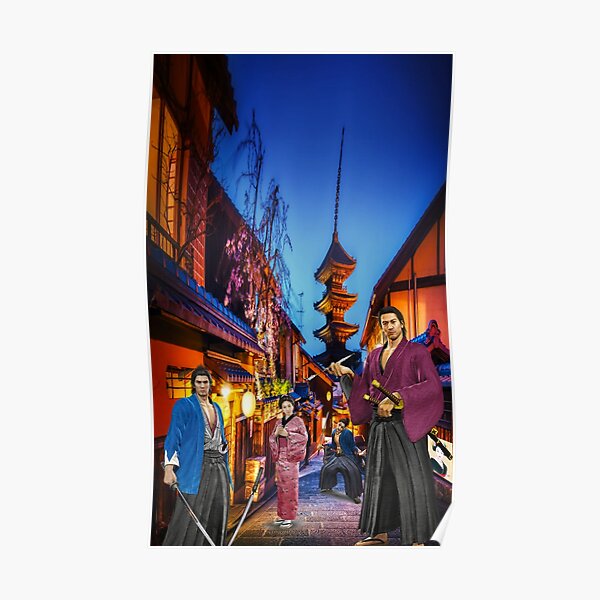 "Samurai Shun Akiyama, Kiryu, Kazuma & Goro Majima" Poster for Sale by ...