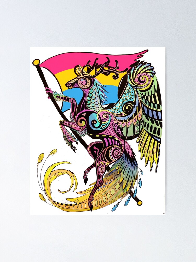 "Pan Pride Peryton Transparent" Poster for Sale by Sundews | Redbubble