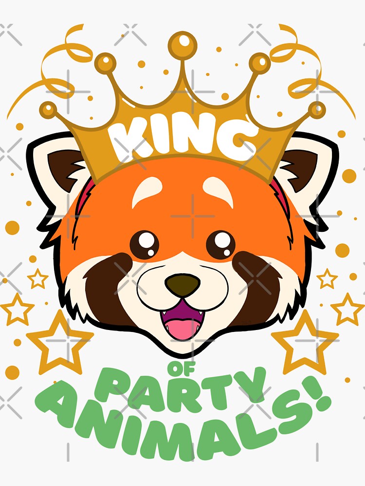 "Copy of Red Panda Queen of Party Animals" Sticker by WondrousTeapot ...
