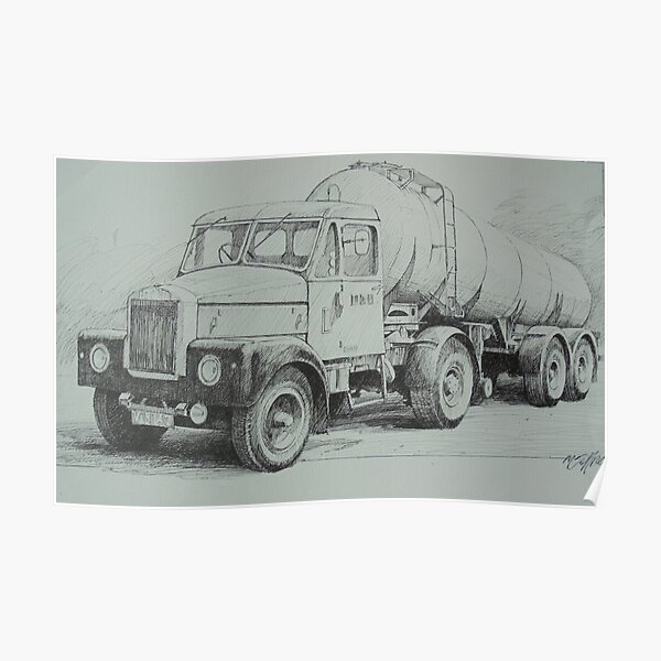 "Black and white Scammell." Poster by artistjeffries | Redbubble