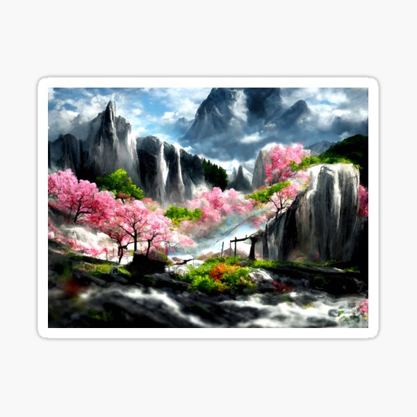 "Oriental landscape" Sticker for Sale by ANMNeddy | Redbubble