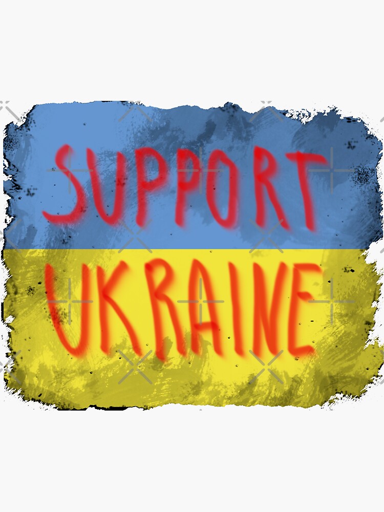 "Support Ukraine Ukrainian Flag Graffiti Grunge" Sticker by Ankerd ...