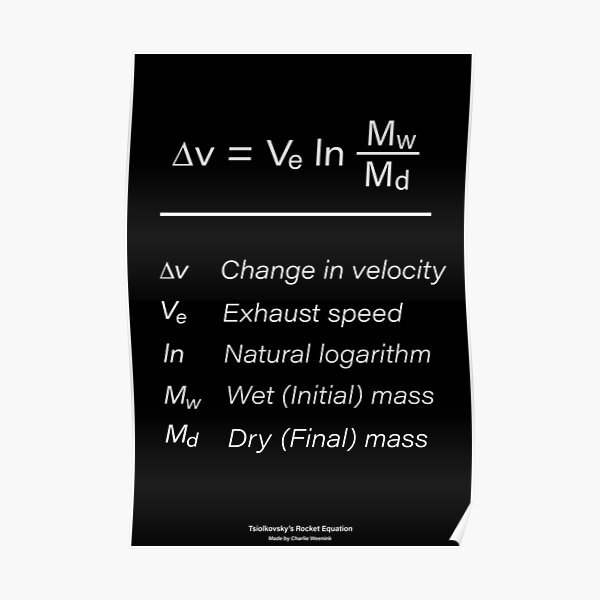 "Rocket Equation Formula - Black" Poster for Sale by charlieweenink ...