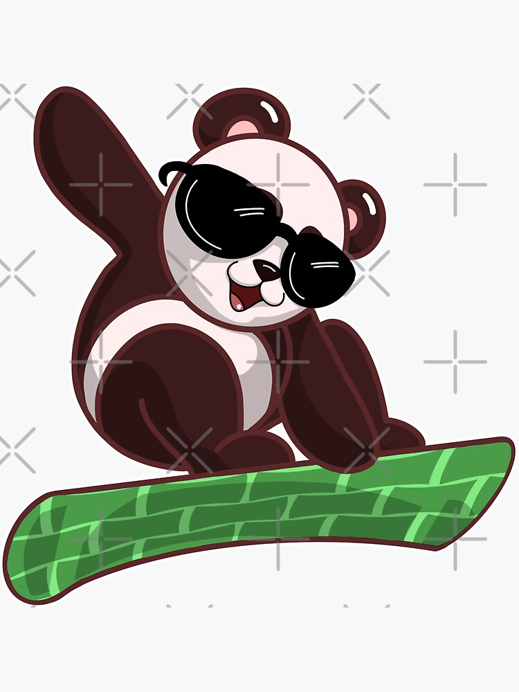 "Snowboarding Panda Kawaii Sportsman" Sticker for Sale by ...
