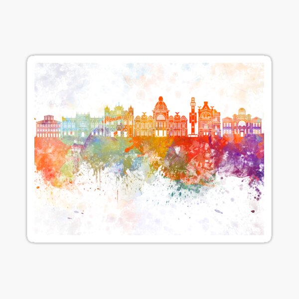 "Salvador de Bahia V2 skyline in watercolor background" Sticker for ...