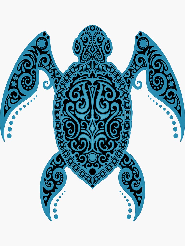 "Intricate Blue Sea Turtle" Sticker by JeffBartels | Redbubble