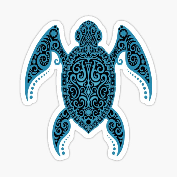 "Intricate Blue Sea Turtle" Sticker by JeffBartels | Redbubble