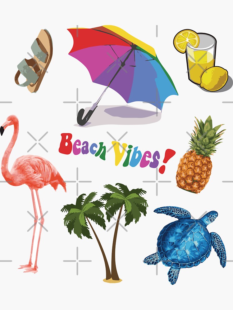"Beach Vibe stickers set" Sticker for Sale by Lotofus | Redbubble