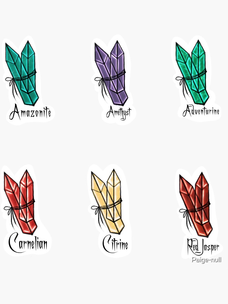 "Crystals with names pt 1" Sticker for Sale by Paige-null | Redbubble