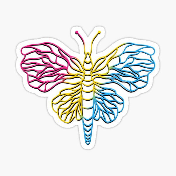 "Pride Moth Line Art (pansexual)" Sticker by sadlylucifer | Redbubble