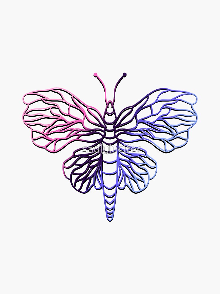"Pride Moth Line Art (omnisexual)" Sticker by sadlylucifer | Redbubble