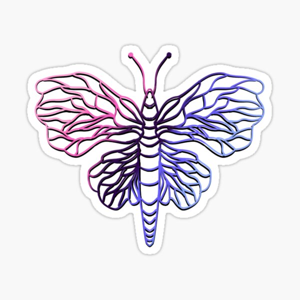 "Pride Moth Line Art (omnisexual)" Sticker by sadlylucifer | Redbubble