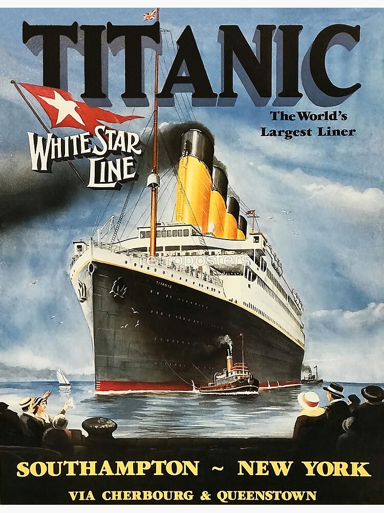 "TITANIC The World's Largest Liner Ocean Steam Ship Travel Poster Old ...