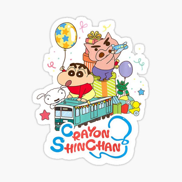 "Crayon Shin-chan Shin-chan and train party time" Sticker by ...