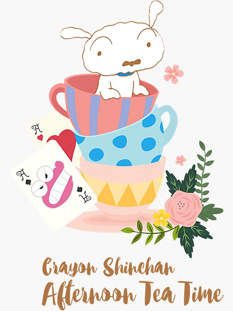 "Crayon Shin-chan Shiro's cup tea time" Sticker by MollyKirkwood ...
