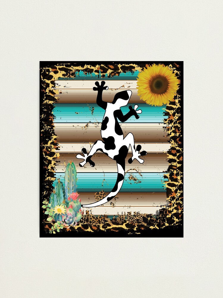 "Serape Lizard - Southwestern Style Reptile Design Features a sunflower ...