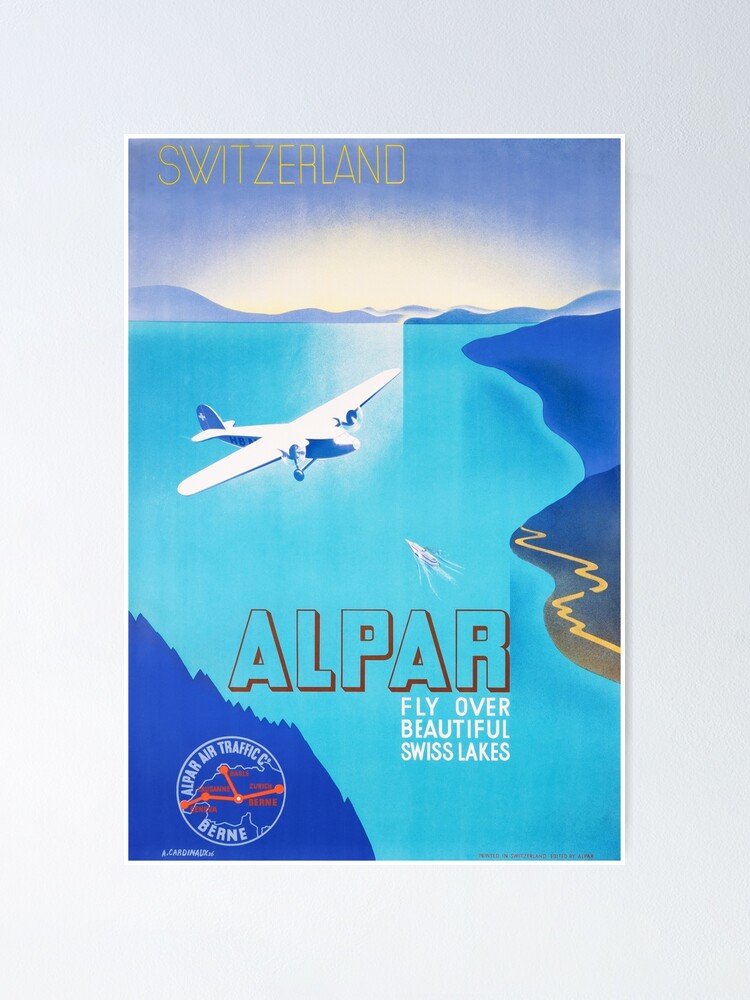 Poster « ALPAR Suisse survolez de beaux lacs en avion Affiche ...