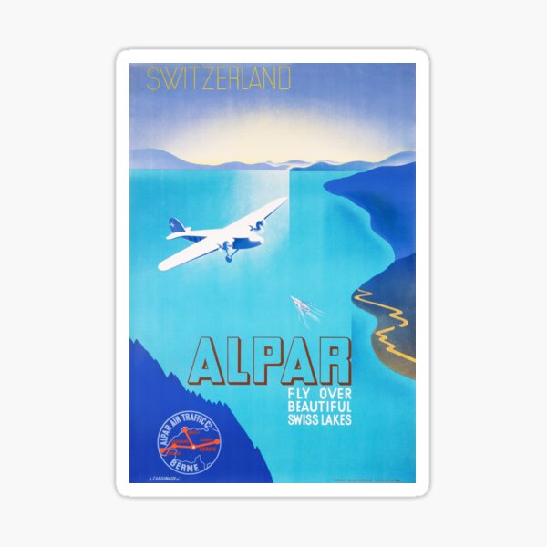 "ALPAR Switzerland Fly Over Beautiful Lakes Airplane Vintage Travel ...