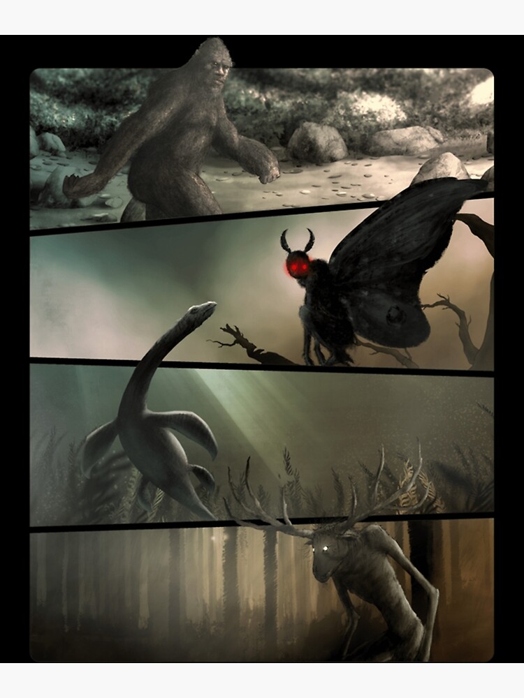 "Bigfoot, Mothman, Nessie, Wendigo - Original Cryptid Artwork Classic ." Poster for Sale by ...