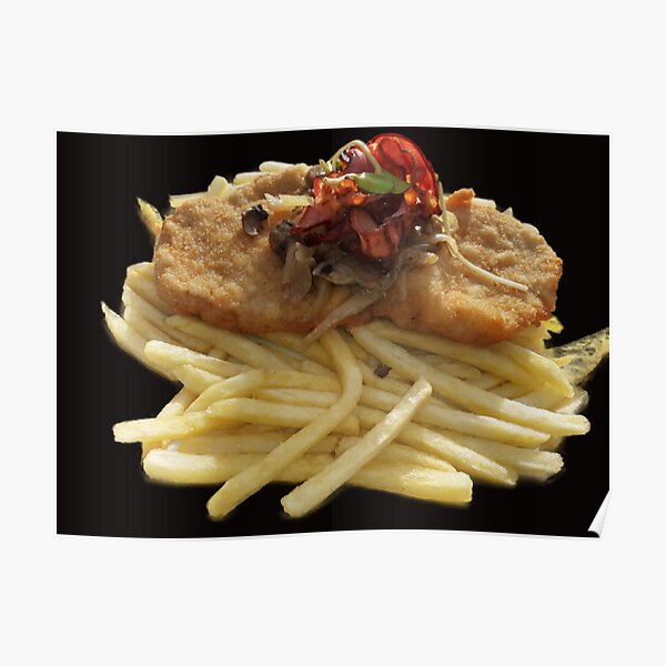 "French fries, schnitzel, food" Poster for Sale by Sternchen2789 ...