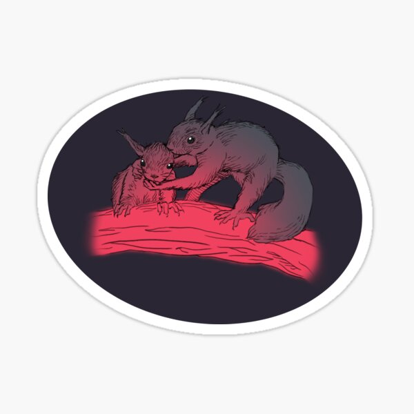 "Cute and Dramatic Squirrel Illustration" Sticker by Rubedo | Redbubble