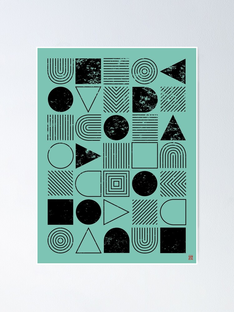 "Geometric Shape and Line Pattern (Light Teal)" Poster for Sale by ...