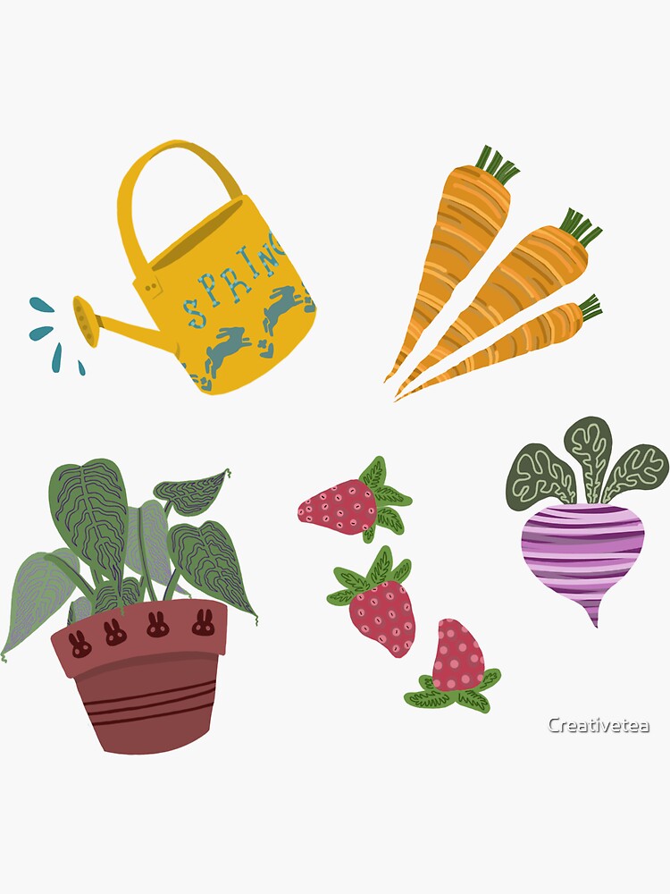"Gardening " Sticker for Sale by Creativetea | Redbubble