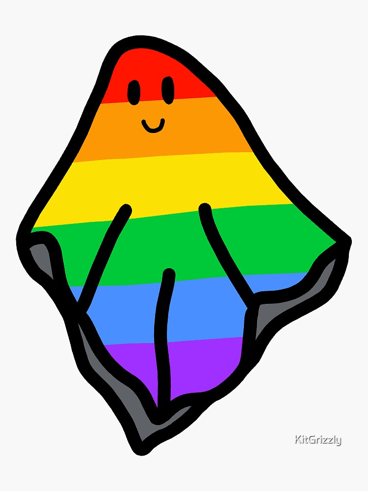 "Happy little rainbow ghost" Sticker by KitGrizzly | Redbubble