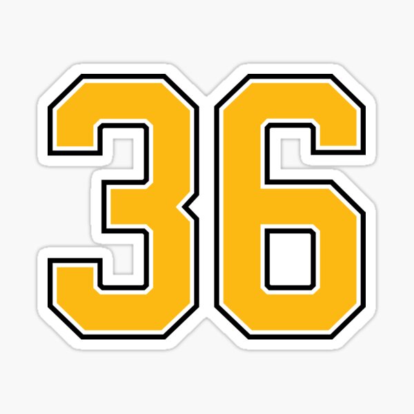 "Yellow Number 36 lucky sports jersey thirty six" Sticker by HeavyStyle ...
