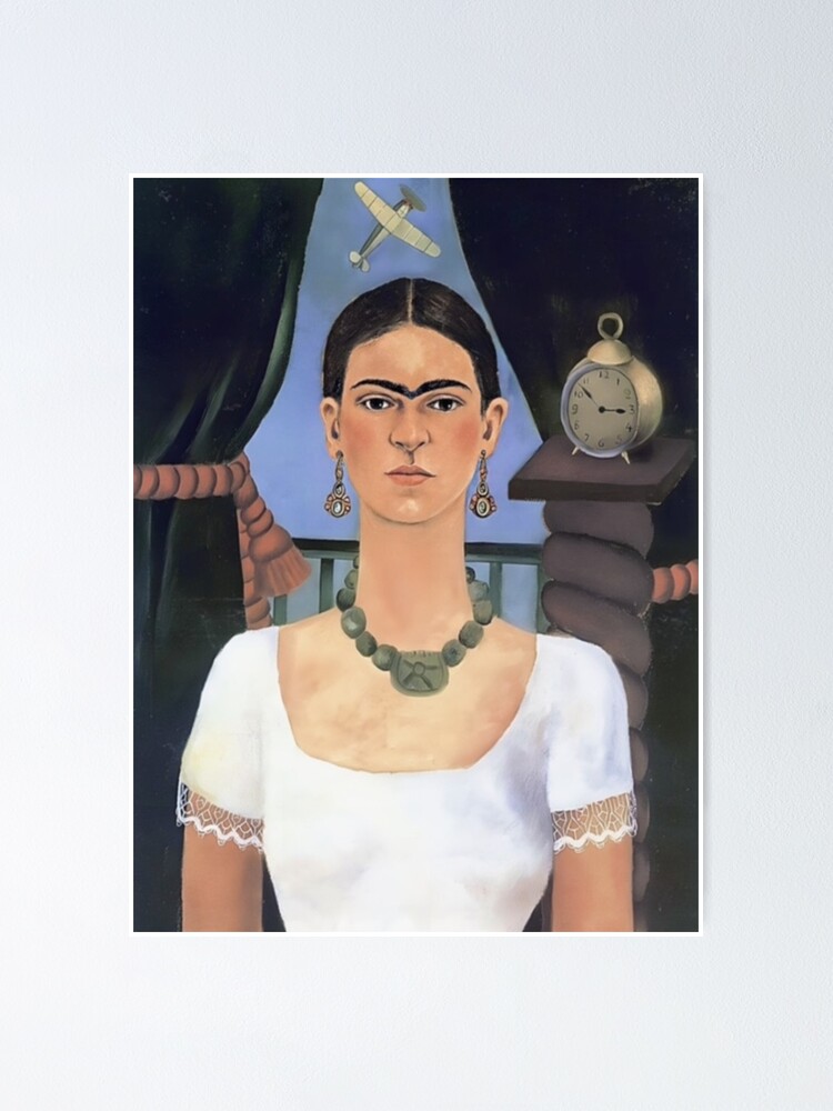 "Self Portrait Time Flies by Frida Kahlo" Poster for Sale by ...